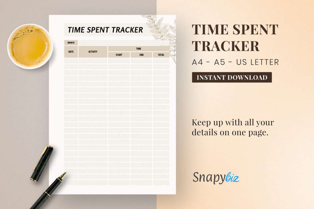 Time Spent Printable Tracker | Spending Tracker Printable | Time ...