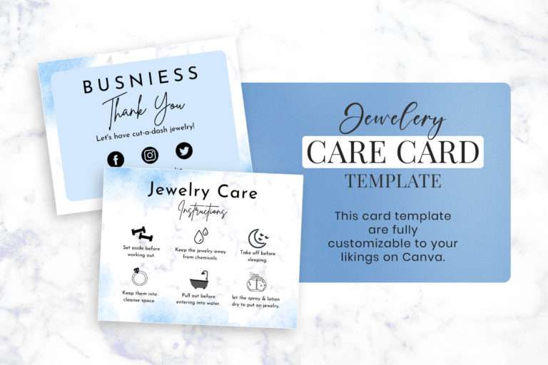 Editable Jewelry Care Instructions Canva Template