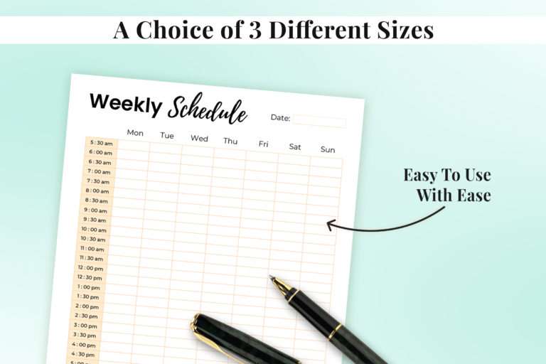 Editable Half-Hour Weekly Schedule