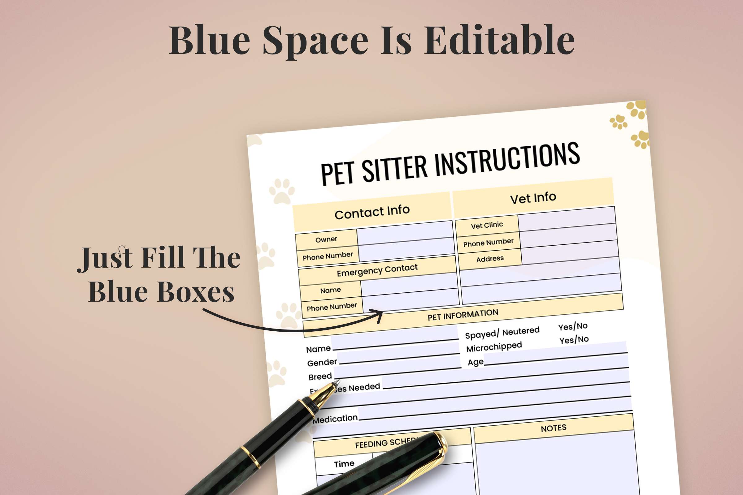 Pet Sitter Instructions Editable Pet Sitter Instructions