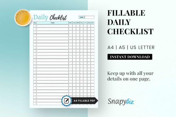 Printable Daily Checklist