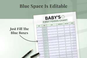 Fillable Baby Food Planner
