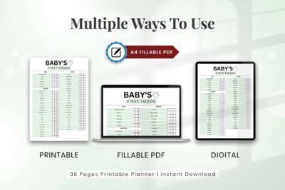 Fillable Baby Food Planner