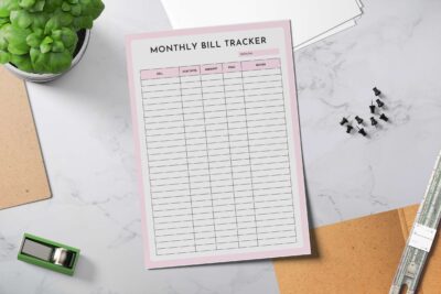 Fillable Monthly Bill Tracker Printable