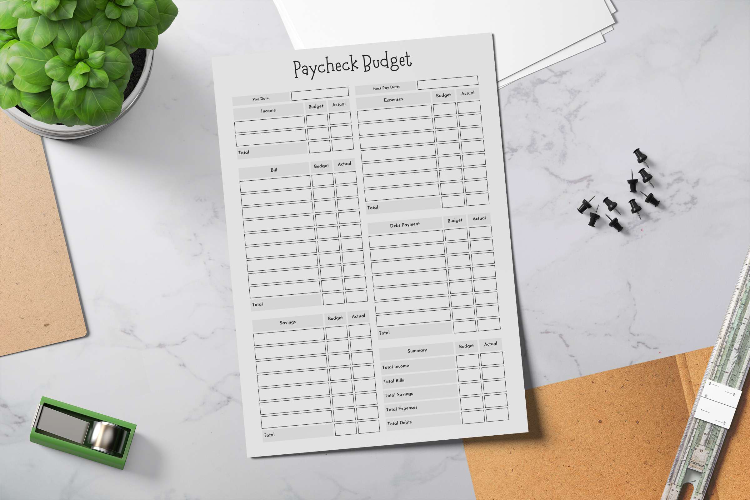 Weekly Paycheck Printable Planner