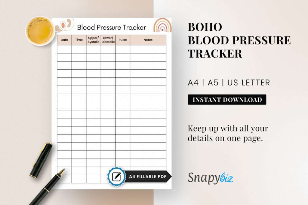 Medical Tracker, Blood Pressure Chart | SnapyBiz