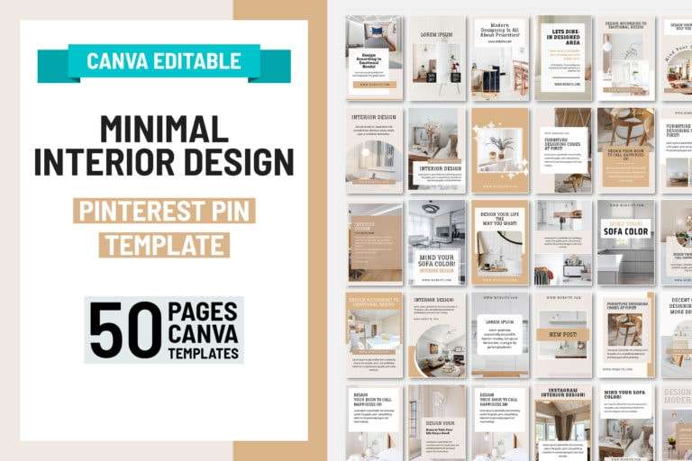 Interior Design Pinterest Canva Templates