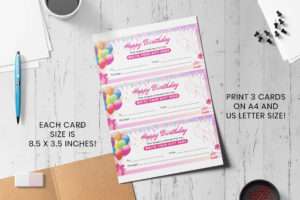 Editable Happy Birthday Gift Certificate Design Template