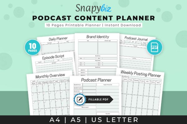 Printable Podcast Content Planner | SnapyBiz