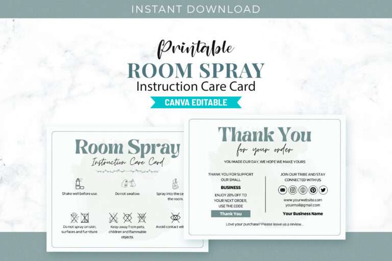 Printable Resin Art Care Card | SnapyBiz