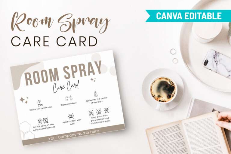 Room Spray Care Card Editable Template | SnapyBiz