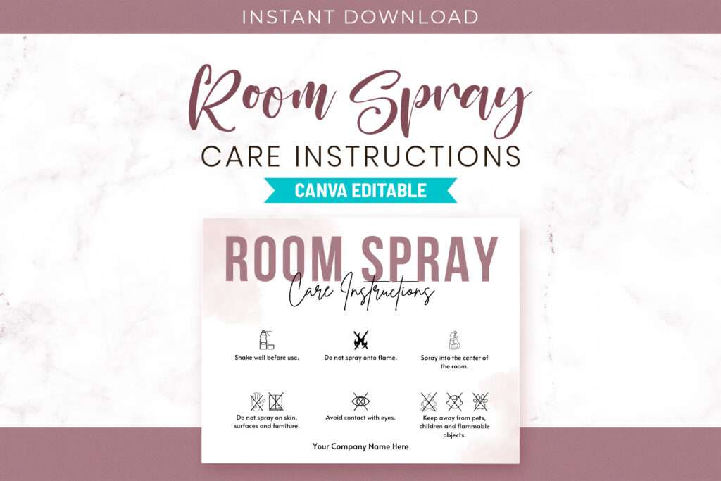 Canva Room Spray Care Instructions Editable | SnapyBiz