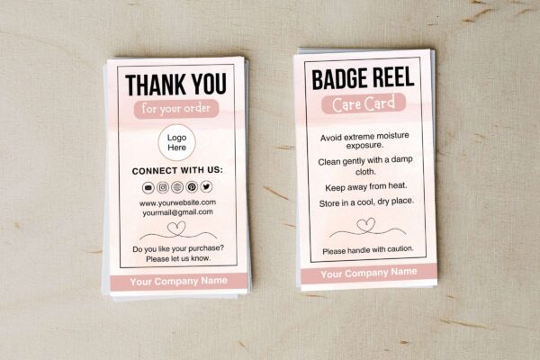 Editable Badge Reel Care Card Instructions Template | SnapyBiz