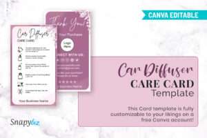 Car Diffuser Care Card Editable Template | SnapyBiz
