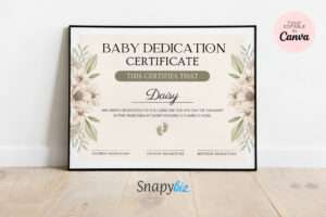 Editable Baby Dedication Certificate | SnapyBiz