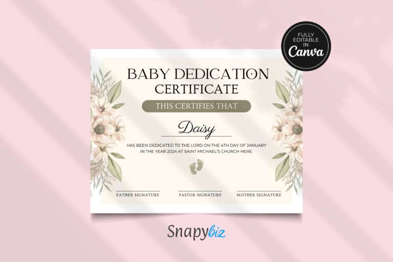 Editable Baby Dedication Certificate | SnapyBiz