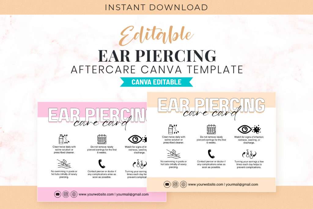Editable Ear Piercing Care Instructions | SnapyBiz