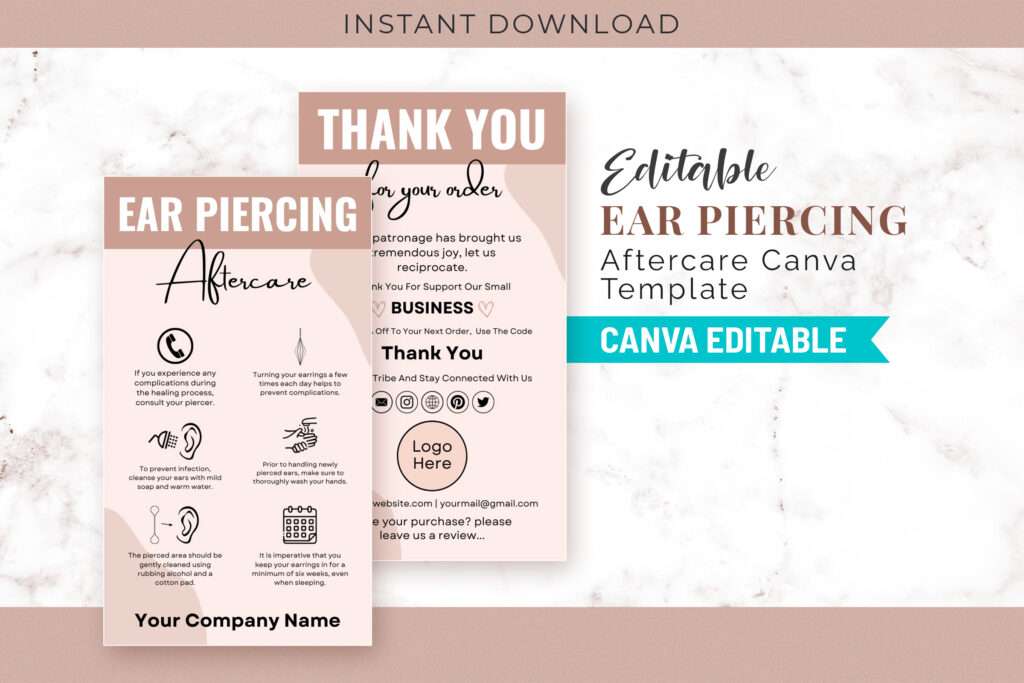 Editable Ear Piercing Aftercare Template | SnapyBiz