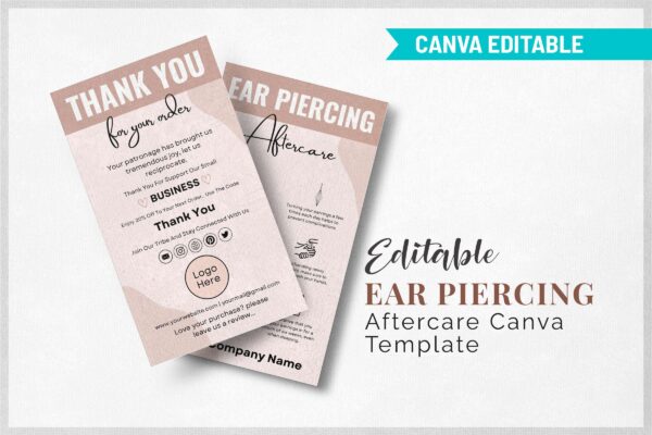 Editable Ear Piercing Aftercare Template | SnapyBiz