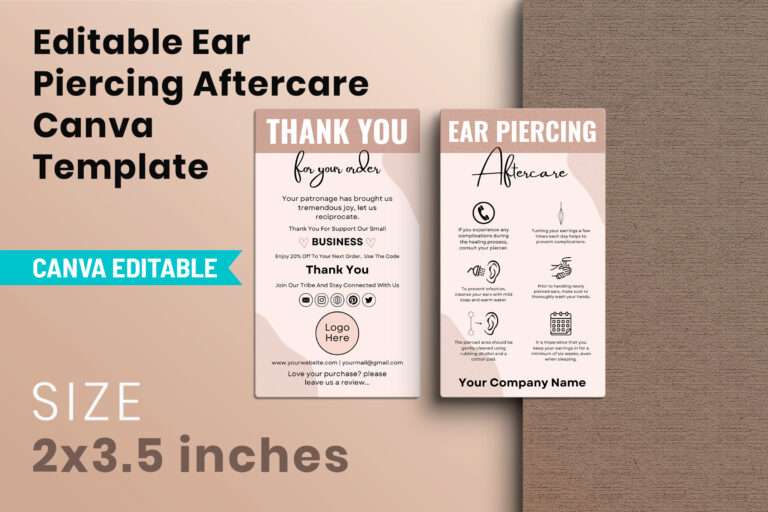 Editable Ear Piercing Aftercare Template | SnapyBiz