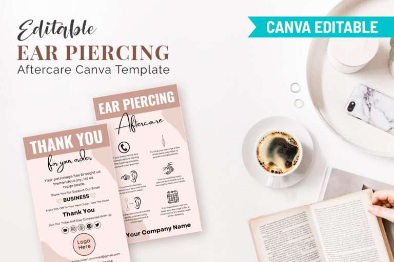 Editable Ear Piercing Aftercare Template | SnapyBiz