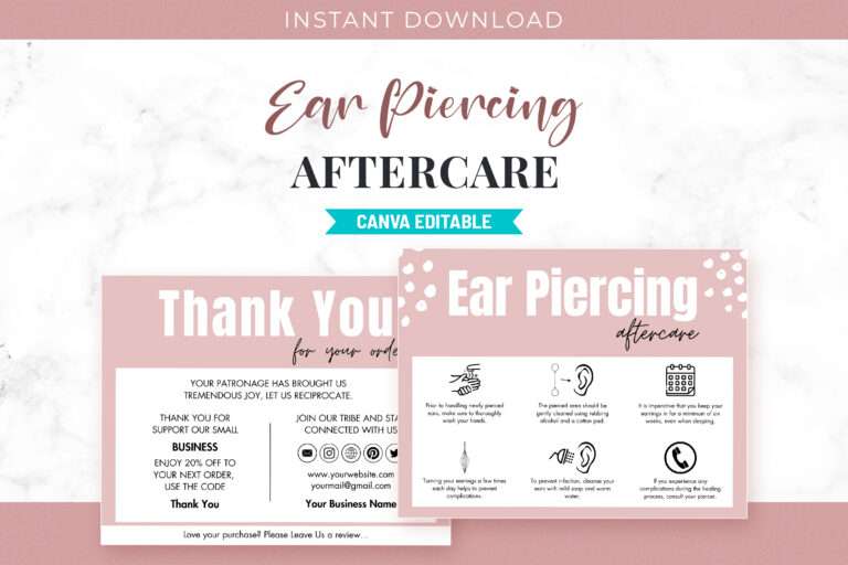 Editable Ear Piercing Aftercare Template | SnapyBiz