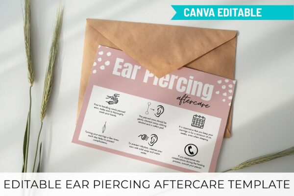 Editable Ear Piercing Aftercare Template | SnapyBiz