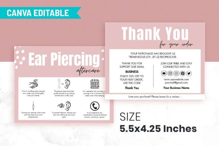 Editable Ear Piercing Aftercare Template | SnapyBiz