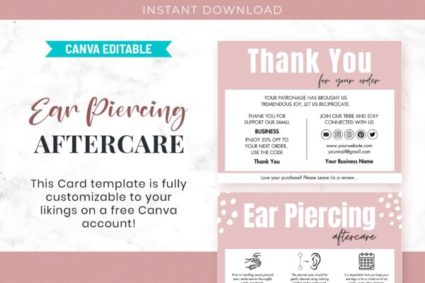 Editable Ear Piercing Aftercare Template | SnapyBiz