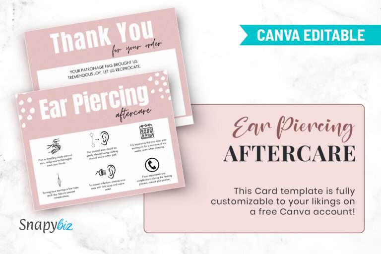 Editable Ear Piercing Aftercare Template | SnapyBiz
