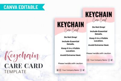 Editable Keychain Care Card Template | SnapyBiz