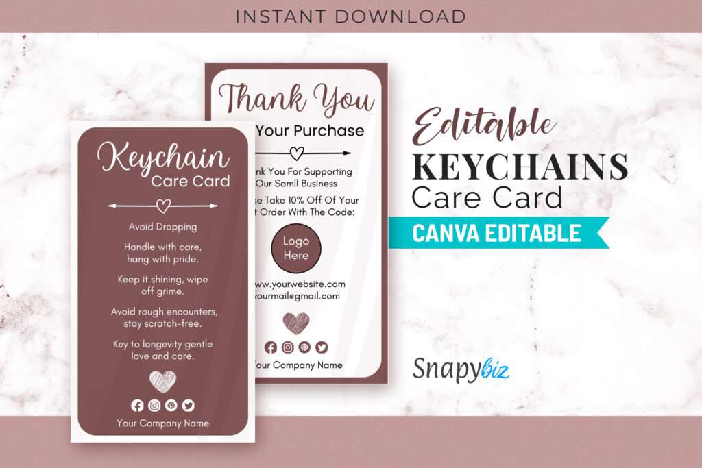 Keychains Care Card Printable | SnapyBiz