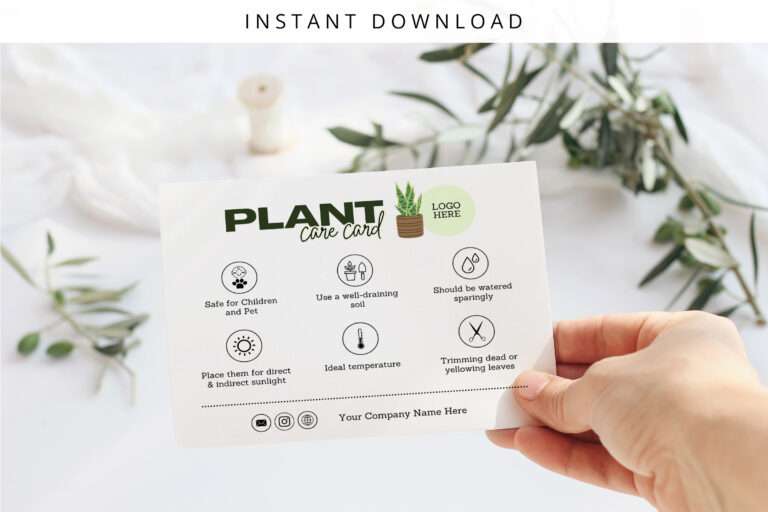 Editable Plant Care Card Template | SnapyBiz