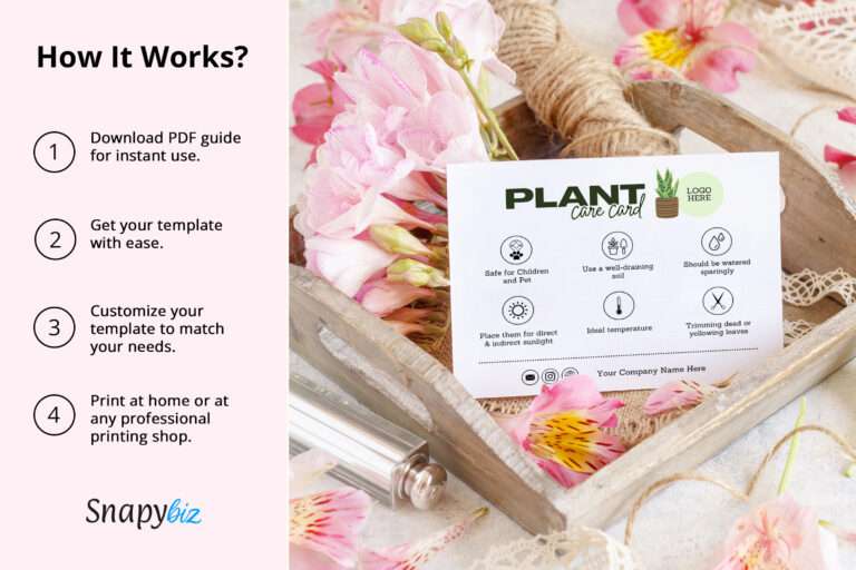 Editable Plant Care Card Template | SnapyBiz