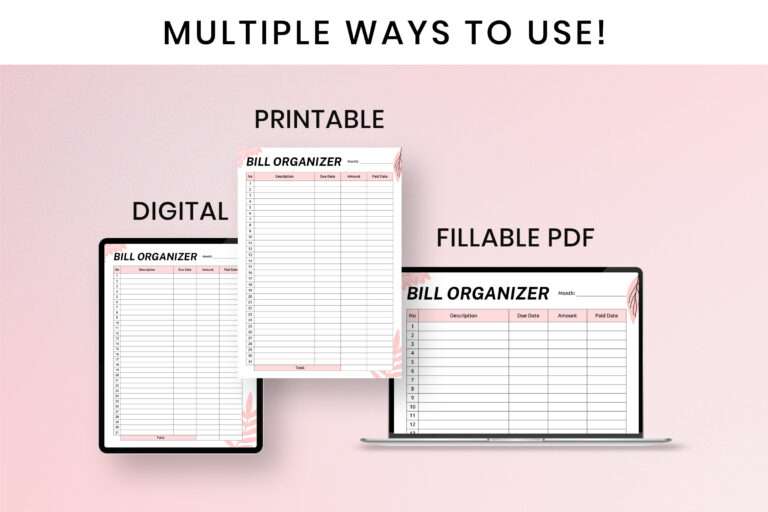 Monthly Bill Organizer Spreadsheet | SnapyBiz
