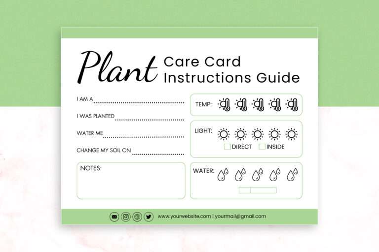 Editable Plant Care Card Template | SnapyBiz