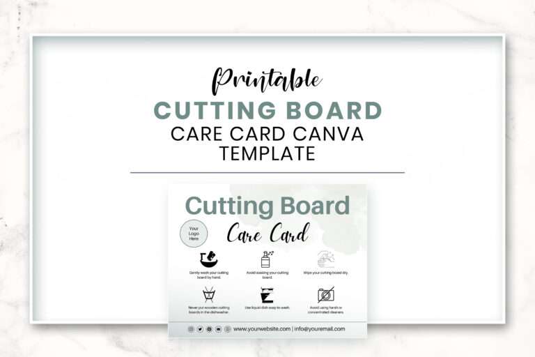 Editable Cutting Board Care Card Template | SnapyBiz