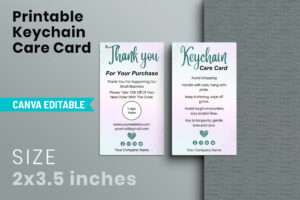 Printable Keychain Care Card | SnapyBiz