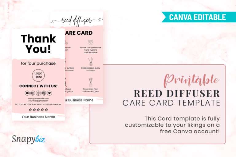 Printable Reed Diffuser Care Card Template | SnapyBiz