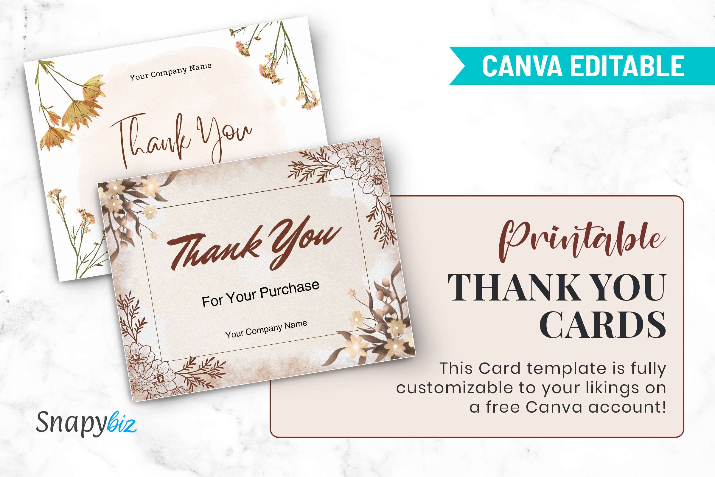 Thank You Cards Printable Canva | SnapyBiz