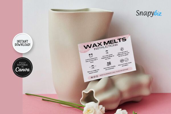 Wax Melt Care Instructions Card | SnapyBiz