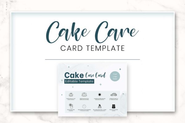 Cake Care Card Editable Template | SnapyBiz