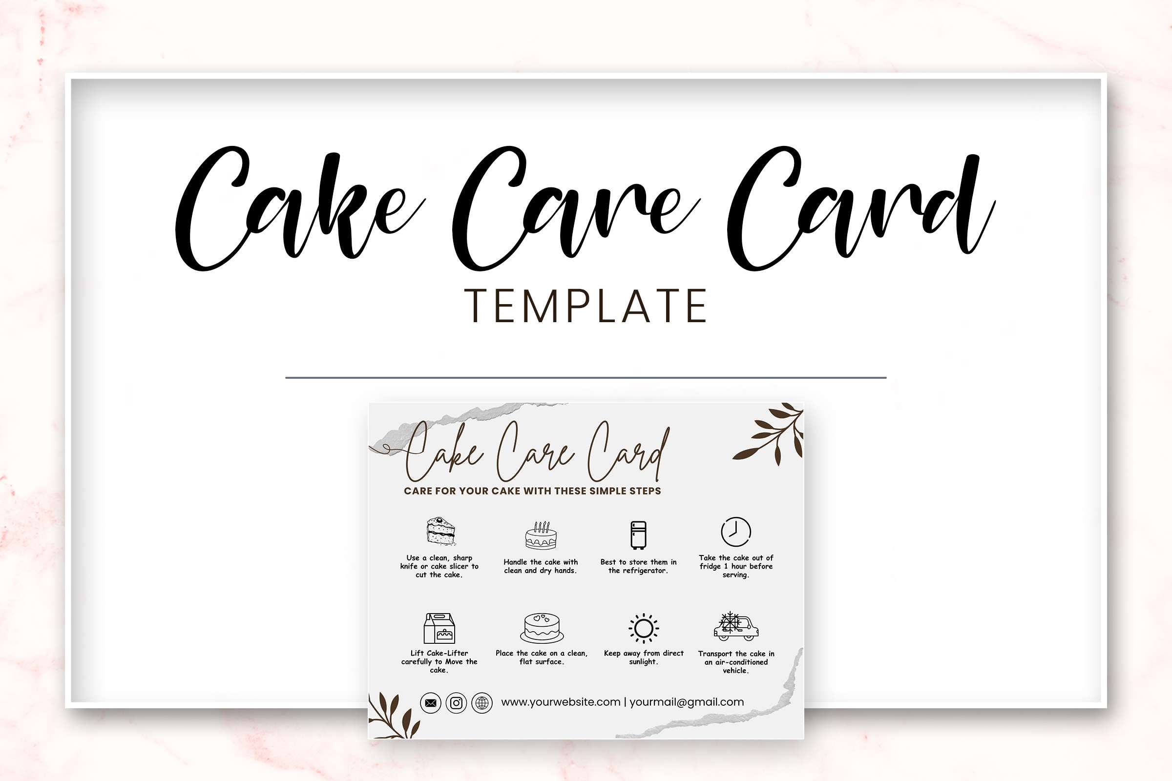 Cake Care Card Template | SnapyBiz