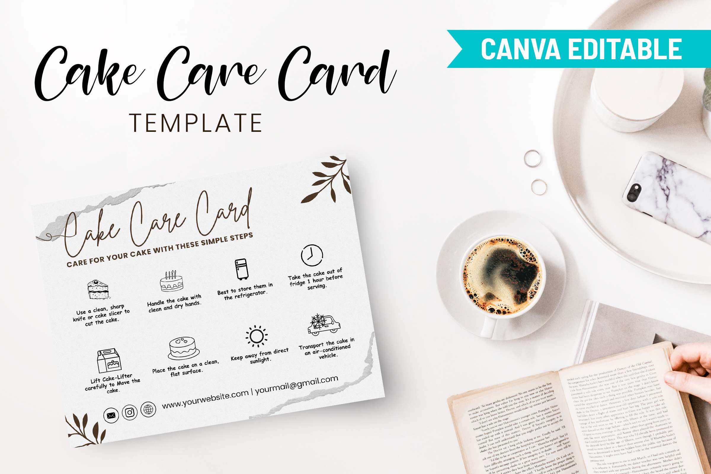 Cake Care Card Template | SnapyBiz