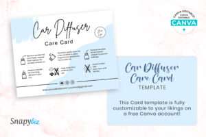 Editable Car Diffuser Care Card Template | SnapyBiz
