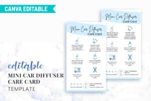 Editable Mini Car Diffuser Care Card Template | SnapyBiz