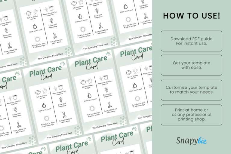 Plant Care Card Template | SnapyBiz