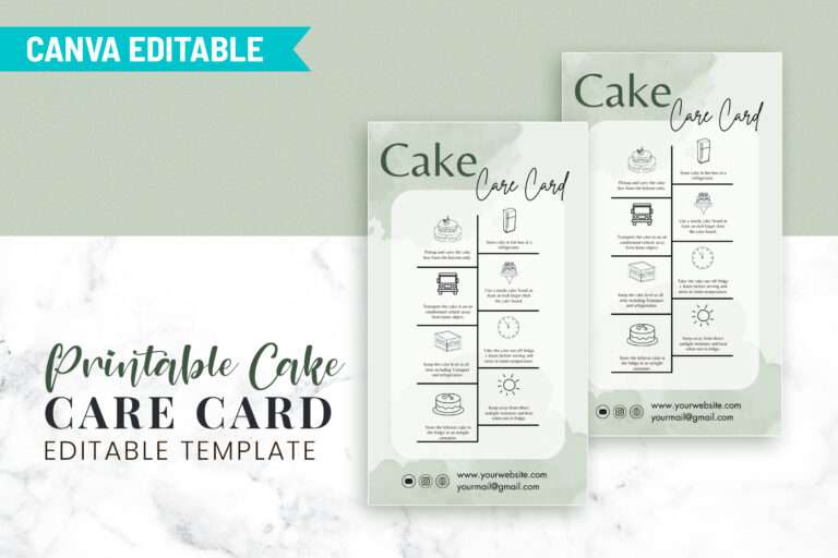 Printable Cake Care Card Editable Template | SnapyBiz