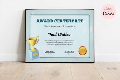 Award Certificate Editable Template | SnapyBiz