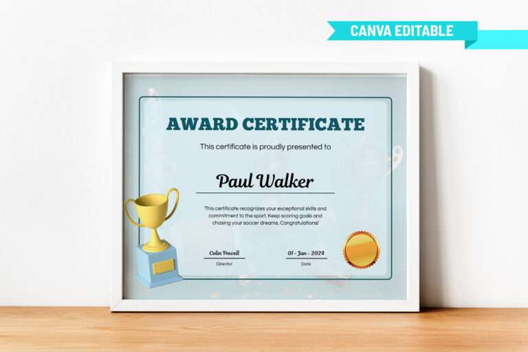Award Certificate Editable Template | SnapyBiz